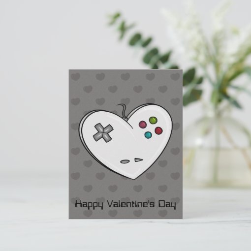 Gamer Love Controller Heart Valentine Holiday Postcard | Zazzle