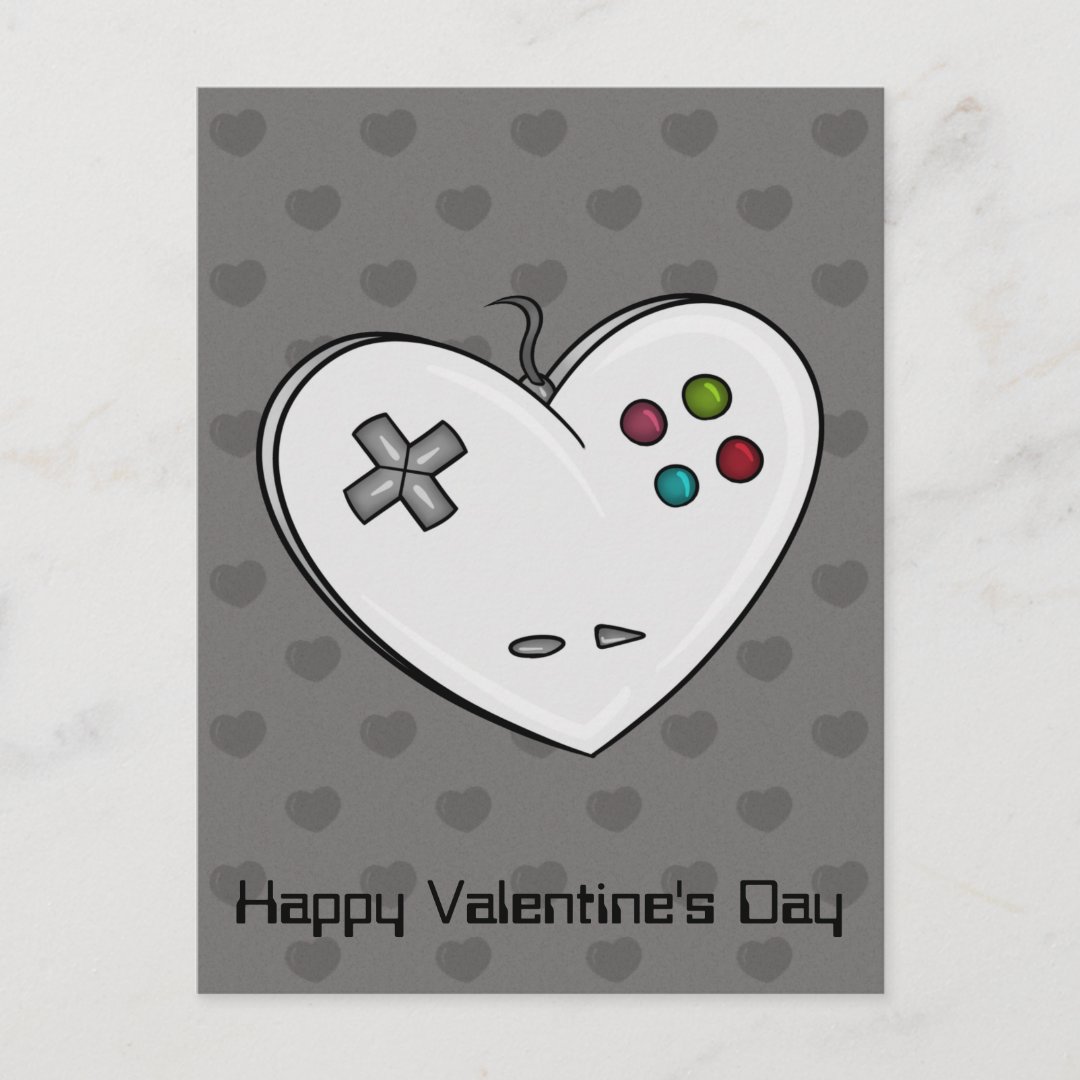 Gamer Love Controller Heart Valentine Holiday Postcard | Zazzle