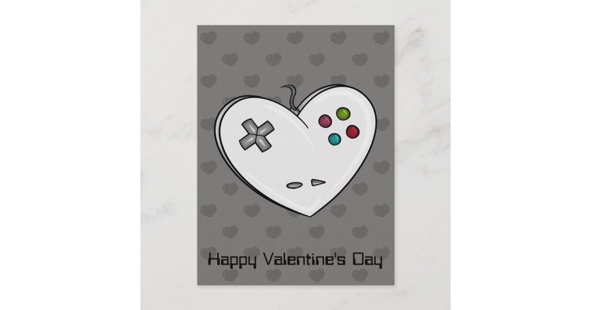 Gamer Love Controller Heart Valentine Holiday Postcard | Zazzle