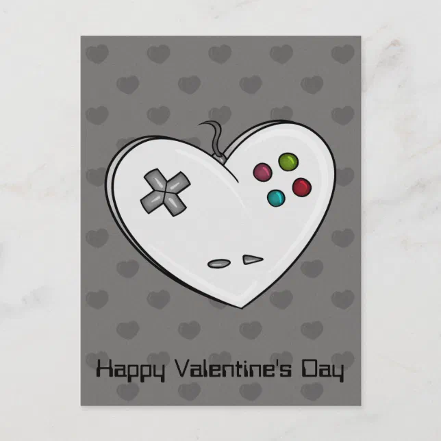 Gamer Love Controller Heart Valentine Holiday Postcard | Zazzle