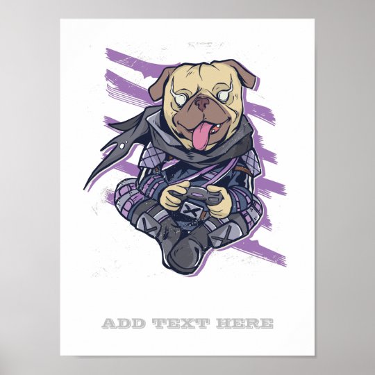 Gamer Pug Ninja Neon Look Teens Graphics Gift Cool Poster | Zazzle.com
