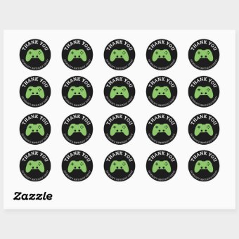 Gamer Video Game Party Thank You Personalized Classic Round Sticker ...
