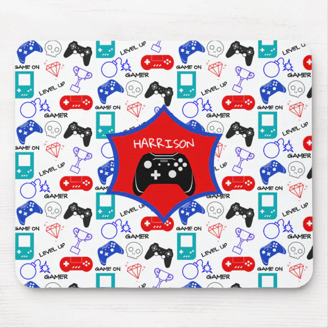 Gamer Video Icons Controllers Pattern Personalized Mouse Pad | Zazzle