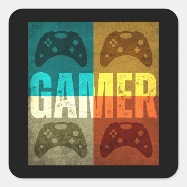 GAMER VINTAGE VIDEO GAME CONTROLLER SQUARE STICKER | Zazzle