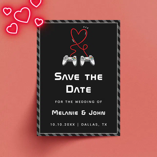 Gamer Wedding Geek Love Romantic Player 1 2 Funny Save The Date | Zazzle