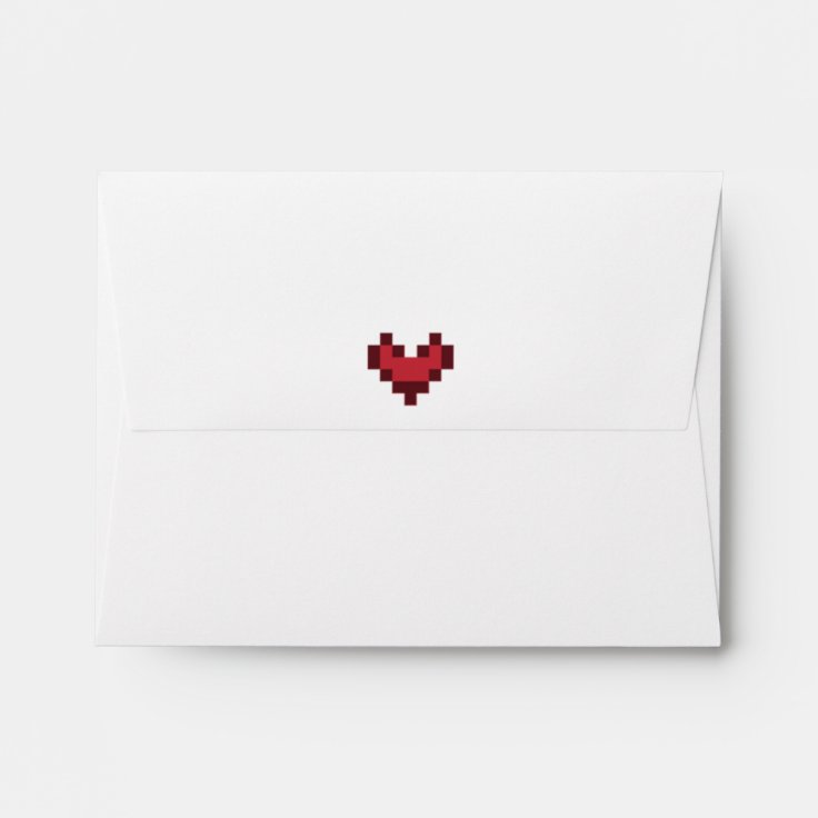Gamer White RSVP Envelope with Retro Pixel Heart | Zazzle