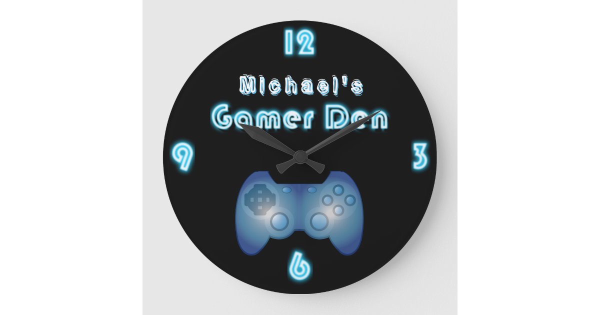 Gamers Clock Custom Den ManCave Boys Room | Zazzle