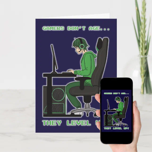 Gamers Don't Age They Level Up Birthday Card | Zazzle