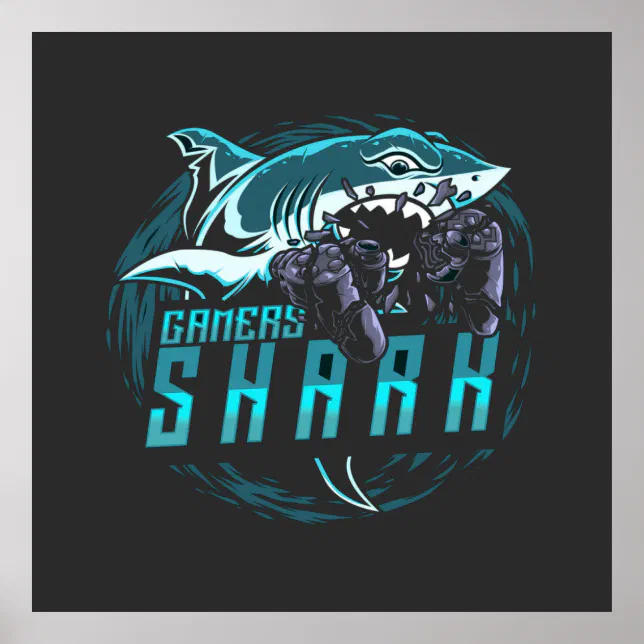 Gamers Shark | Gaming Poster | Zazzle