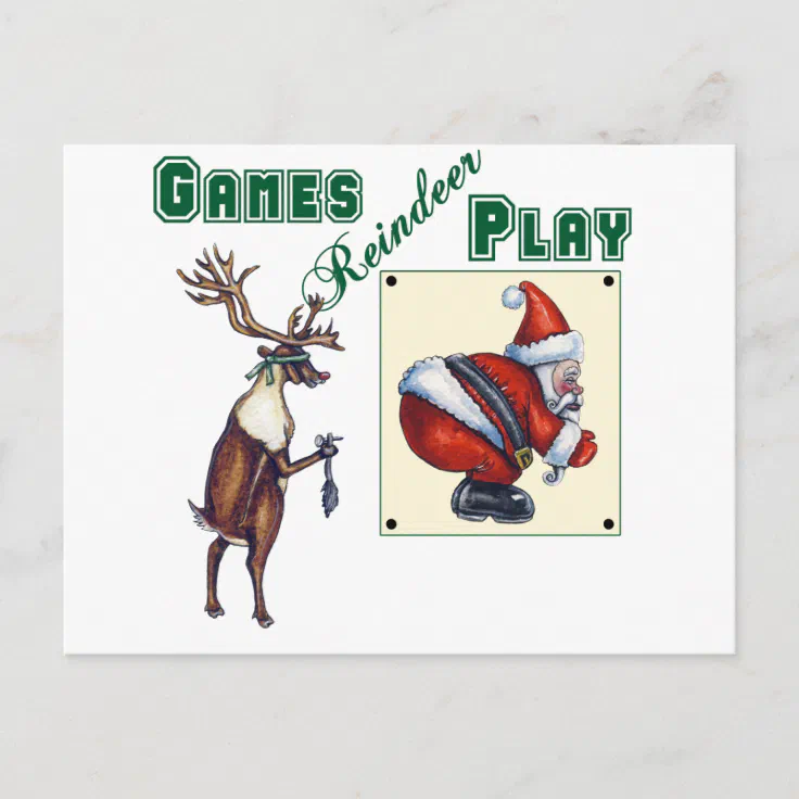 Games Reindeer Play Postcard | Zazzle