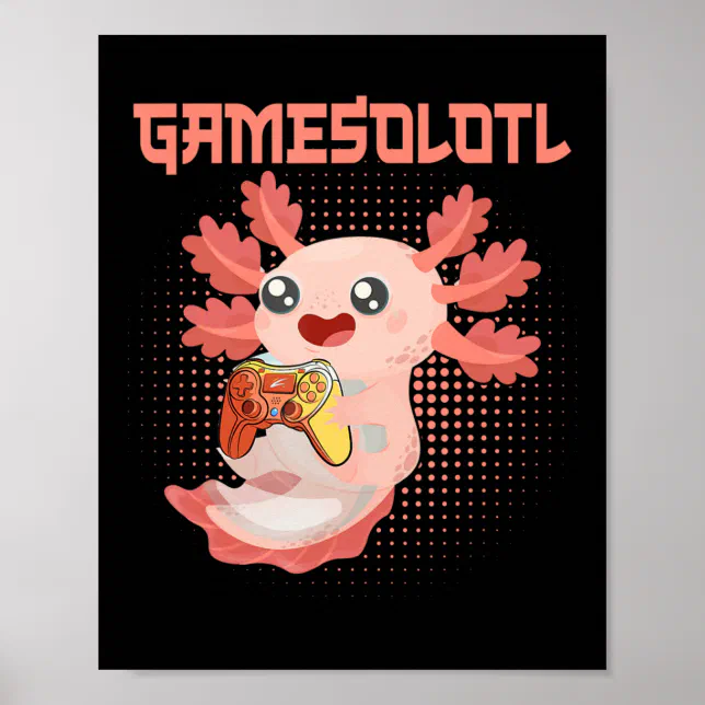 Gamesolotl Axolotl Video Gamer Kawaii Pastel Goth Poster | Zazzle