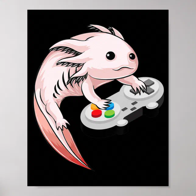Gamesolotl Axolotl Video Games Kawaii Anime Gaming Poster | Zazzle