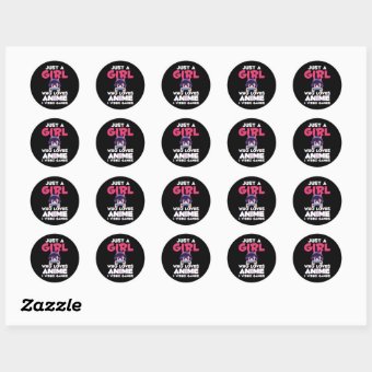 Gaming Anime Japanese Girl Manga Otaku Kids Classic Round Sticker | Zazzle