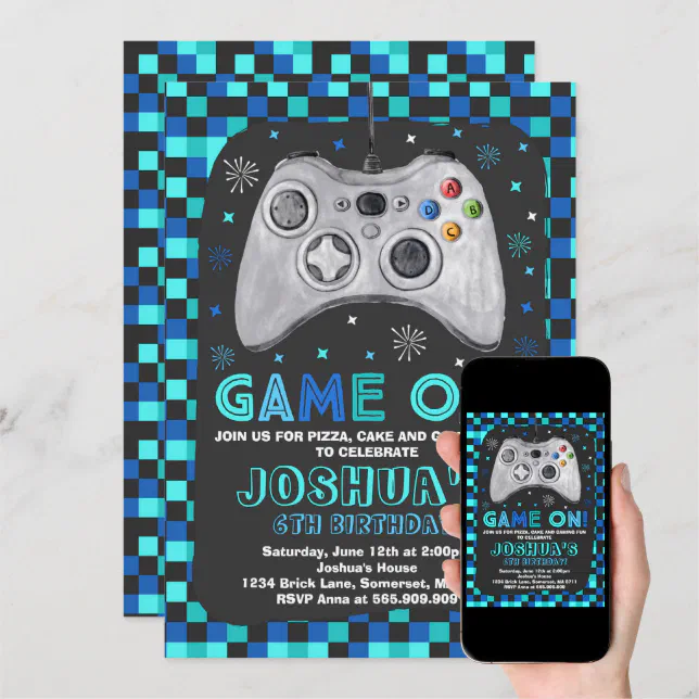 Gaming Birthday Invitation Video Game Birthday | Zazzle