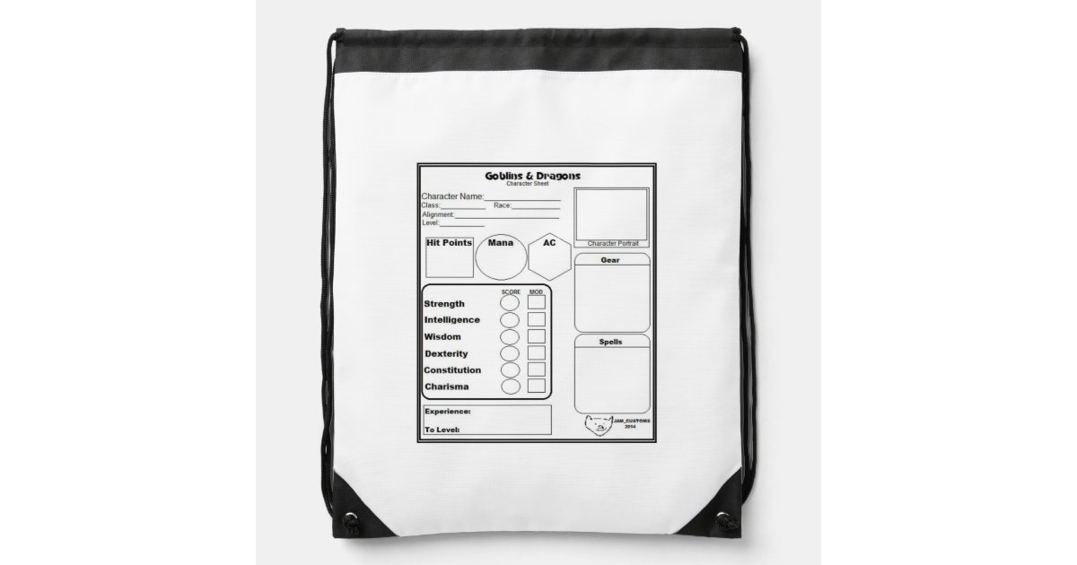 Gaming Character Sheet Sling Backpack | Zazzle