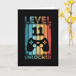 Gaming Level 11 Unlocked 11th Birthday Gift Gamer Card | Zazzle
