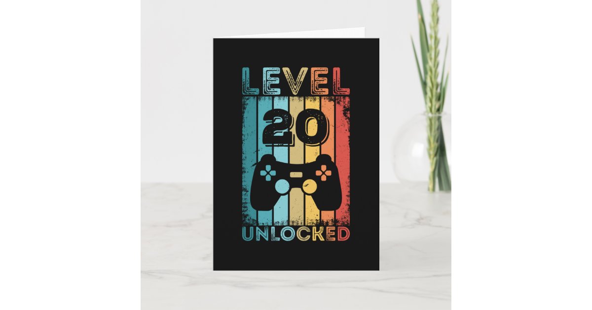Gaming Level 20 Unlocked 20th Birthday Gift Gamer Card | Zazzle