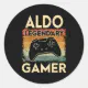 Gaming Personalized Name Aldo Legendary Gamer Classic Round Sticker ...