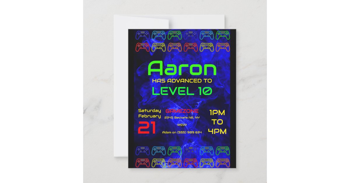 Gaming Theme Birthday Party Invitation | Zazzle