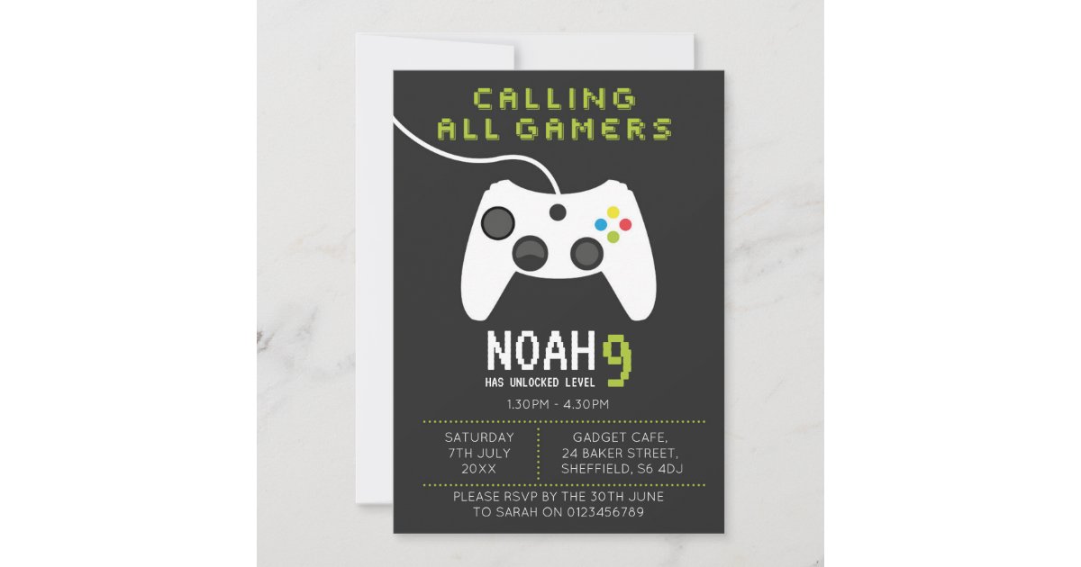 Gaming themed birthday party invitation | Zazzle