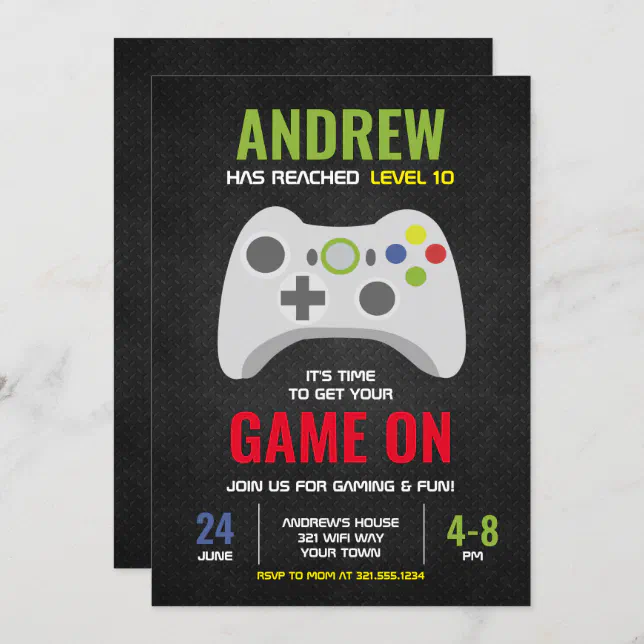Gaming Themed (Style 3) Birthday Party Invitation | Zazzle