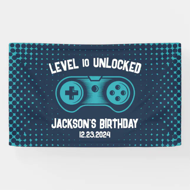 Gaming Video Game Theme Gamer Boy Birthday Party Banner | Zazzle
