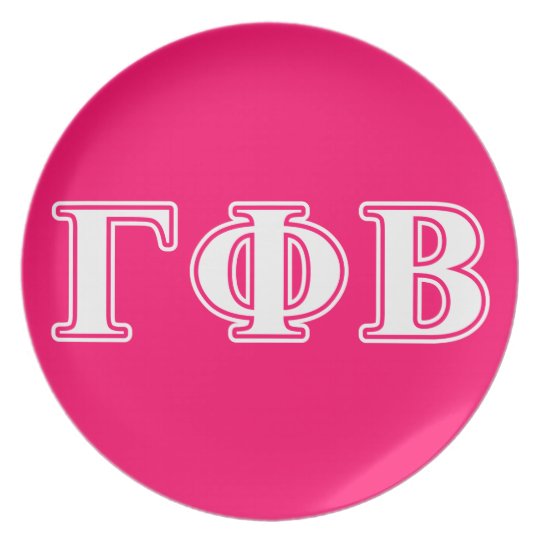 Gamma Phi Beta White and Pink Letters Plate | Zazzle.com