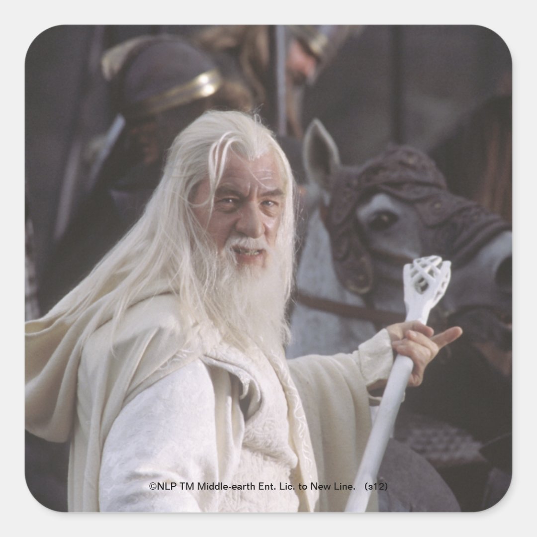 GANDALF™ Holds Staff Square Sticker | Zazzle