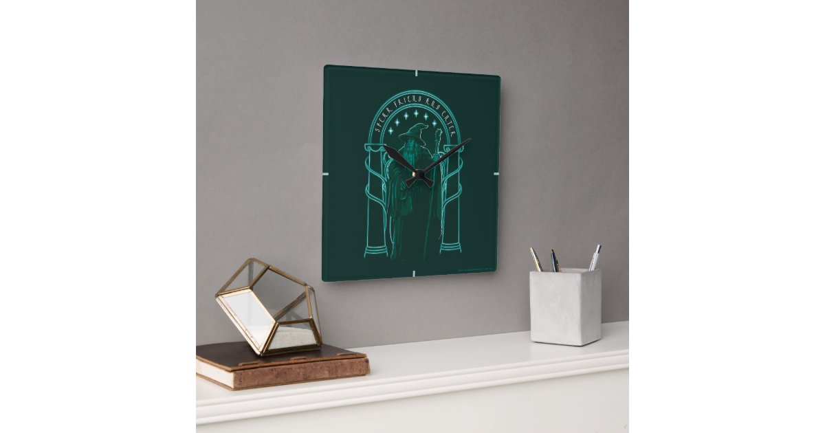 GANDALF™ "Speak Friend And Enter" Doors of Durin Square Wall Clock | Zazzle
