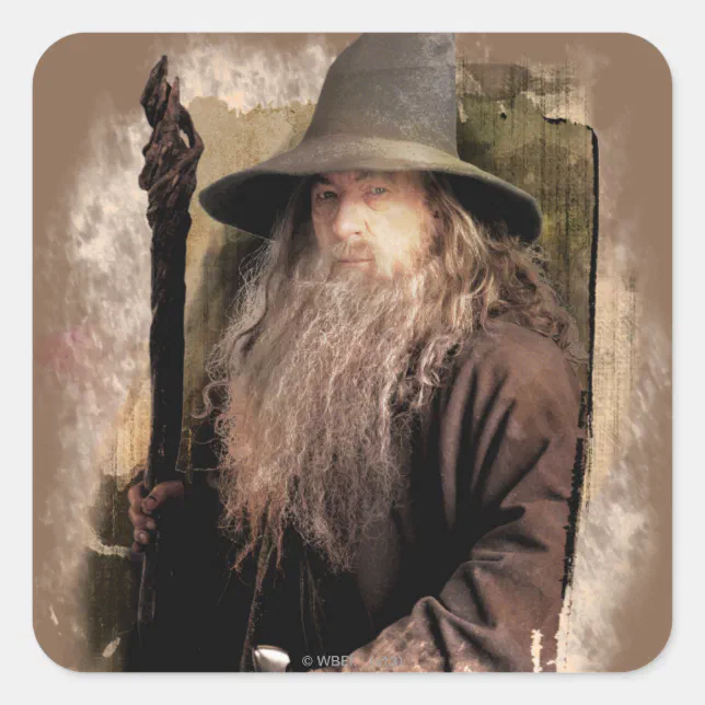 Gandalf With Staff Square Sticker | Zazzle