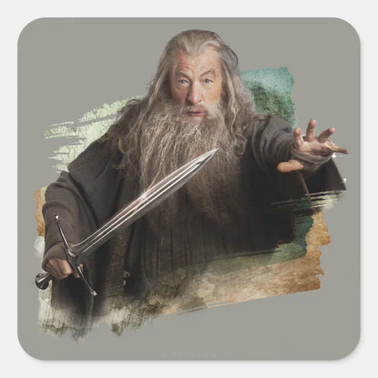 Gandalf With Sword Square Sticker | Zazzle