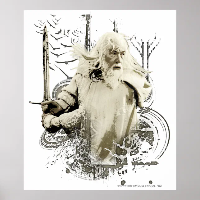 GANDALF™ with Sword Vector Collage Poster | Zazzle