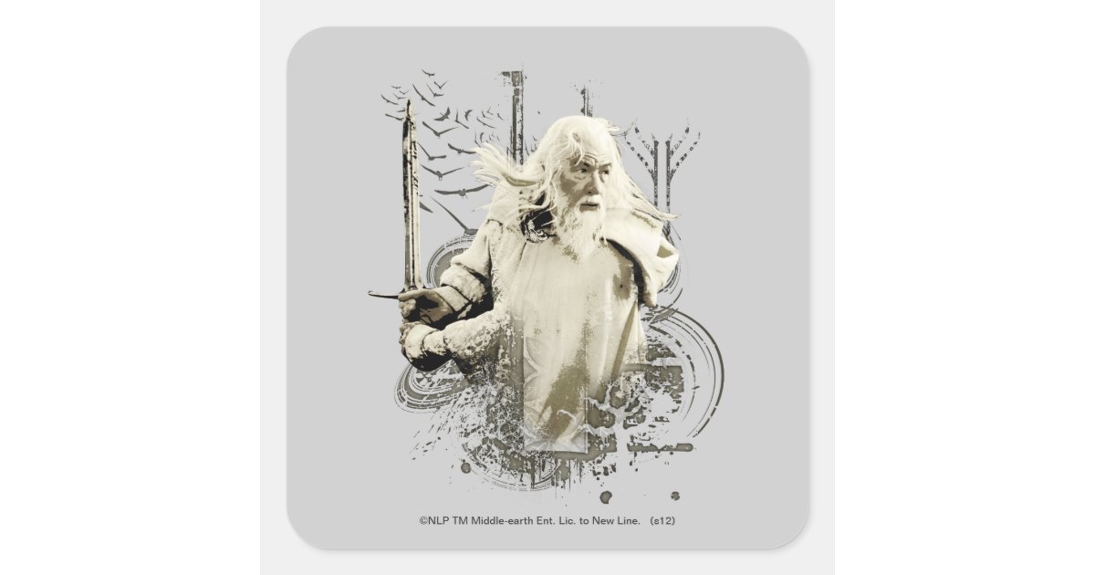 GANDALF™ with Sword Vector Collage Square Sticker | Zazzle