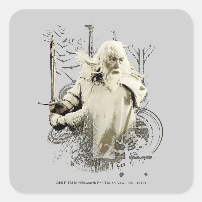 GANDALF™ with Sword Vector Collage Square Sticker | Zazzle
