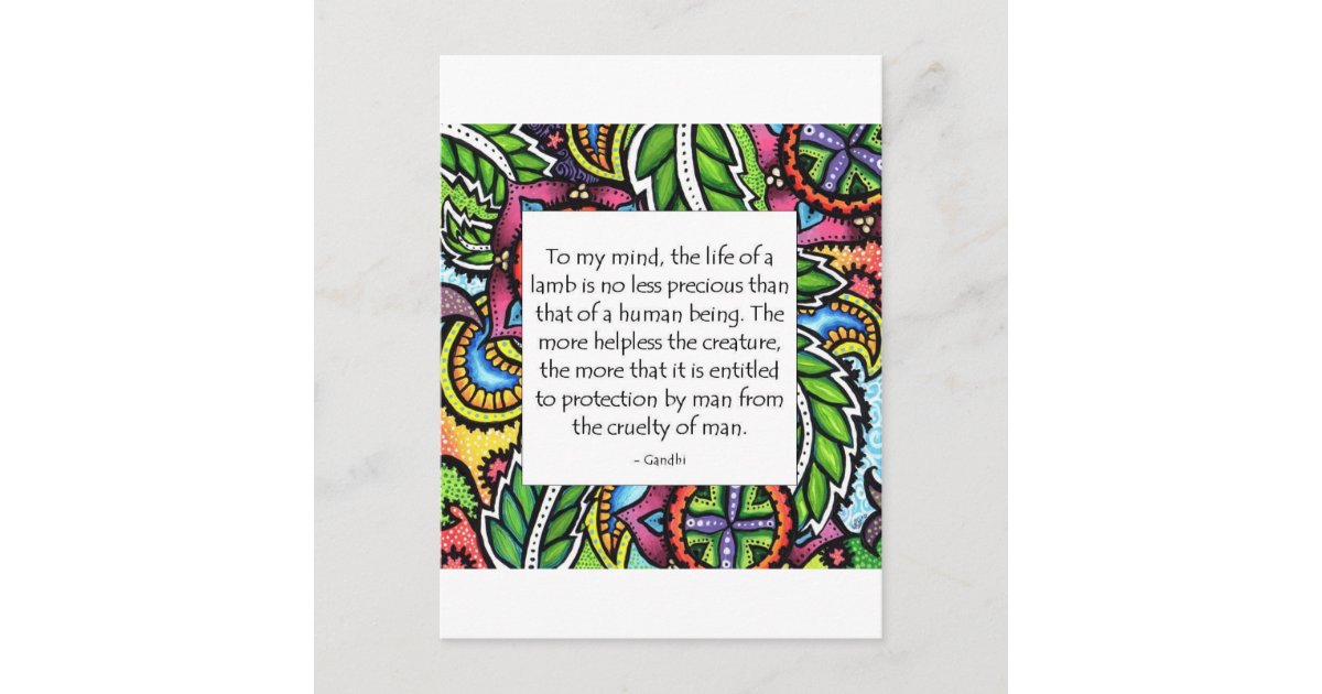 Gandhi Animal Quote Postcard | Zazzle