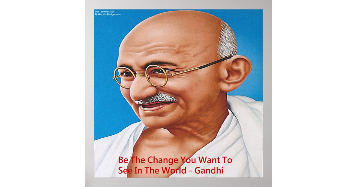 Gandhi & Be The Change Quote Poster | Zazzle.com