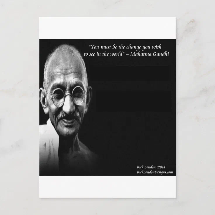 Gandhi Be The Change Wisdom Quote Postcard | Zazzle