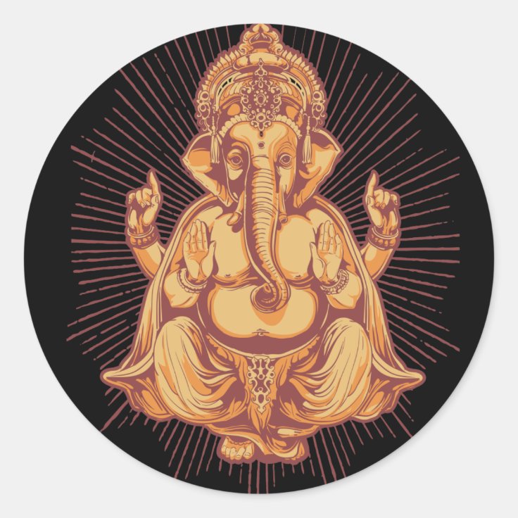 Ganesha Classic Round Sticker | Zazzle