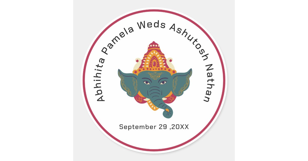Ganesha Hindu Wedding Classic Round Sticker | Zazzle