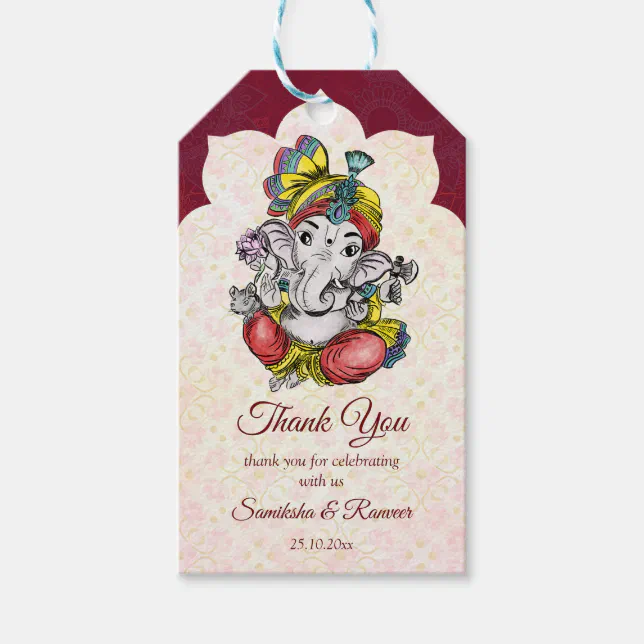 Ganesha Indian wedding favor thank you Gift Tags | Zazzle