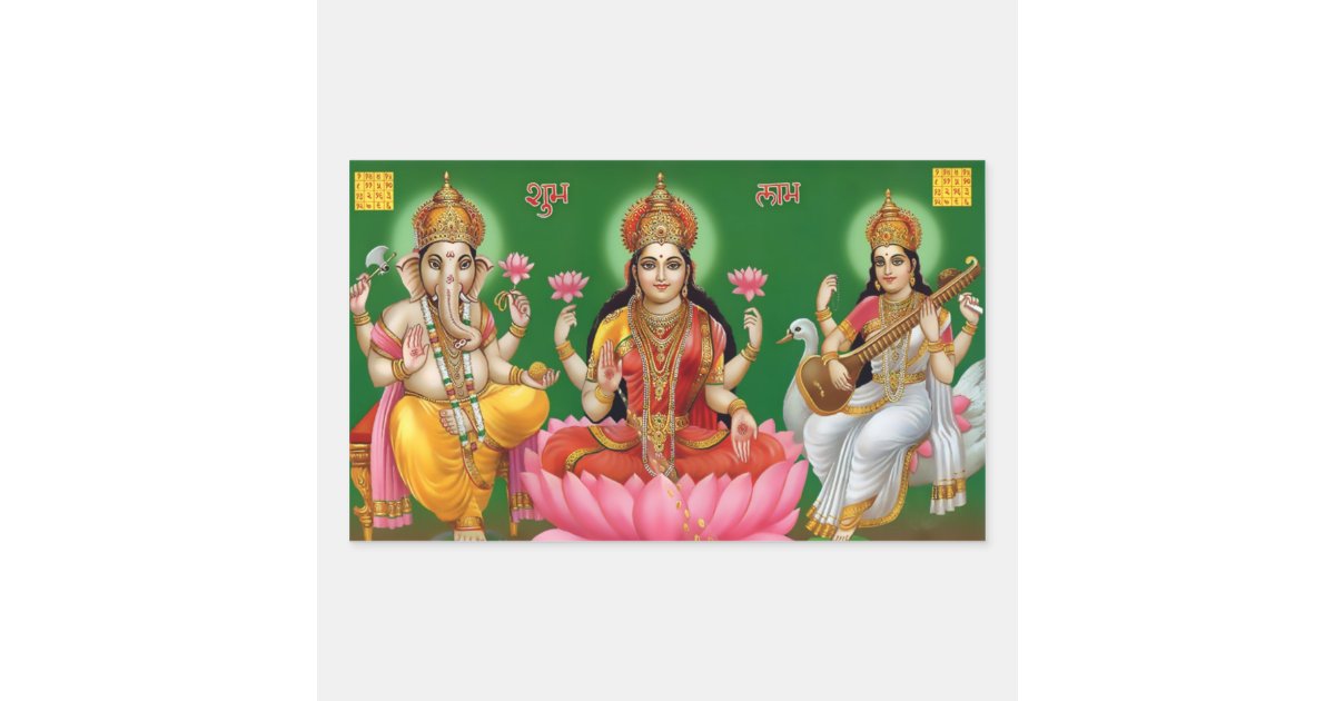 Ganesha, Lakshmi, & Saraswati Stickers | Zazzle