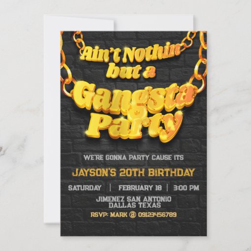 Gangsta Party - Hiphop Theme Invitation | Zazzle