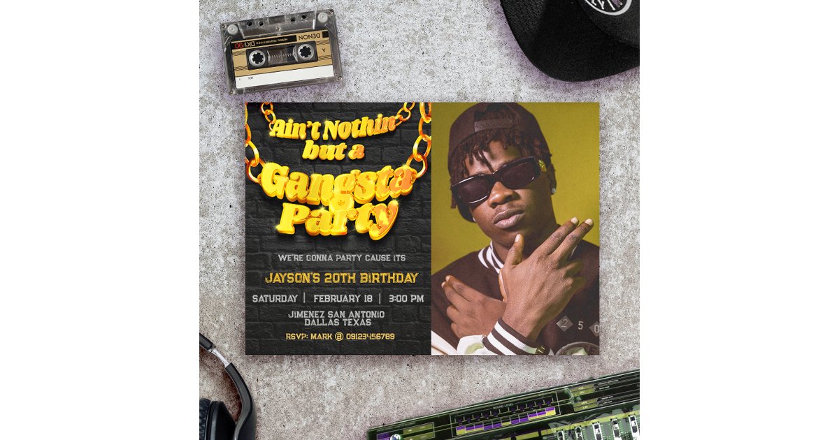 Gangsta Party - Hiphop Theme Landscape Invitation | Zazzle