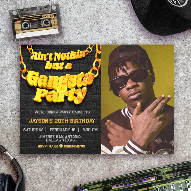 Gangsta Party - Hiphop Theme Landscape Invitation | Zazzle