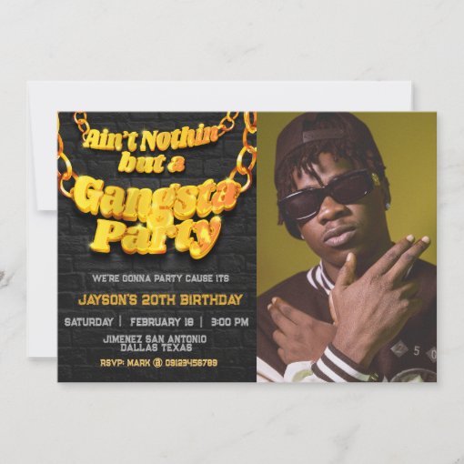Gangsta Party - Hiphop Theme Landscape Invitation | Zazzle