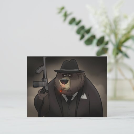 Gangster Bear Postcard | Zazzle