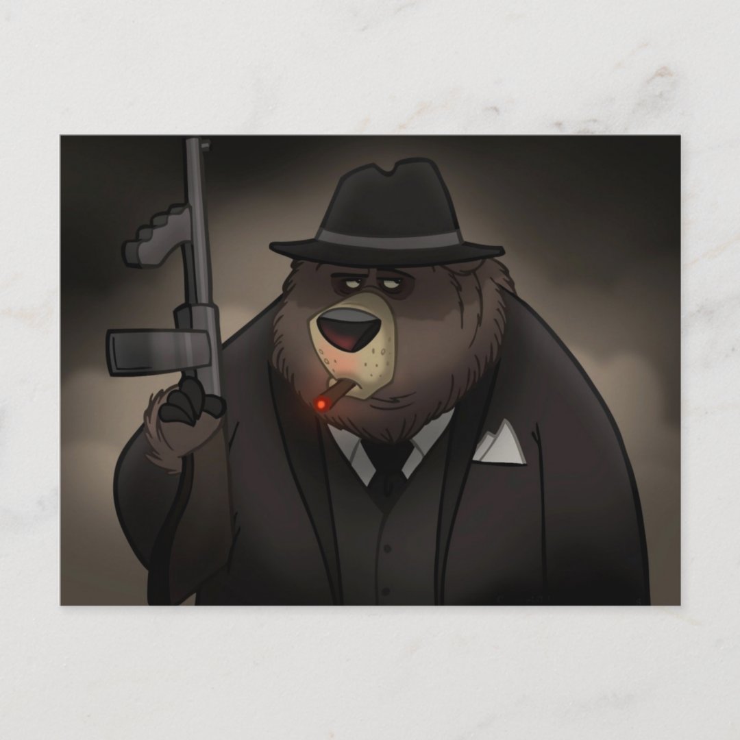 Gangster Bear Postcard | Zazzle