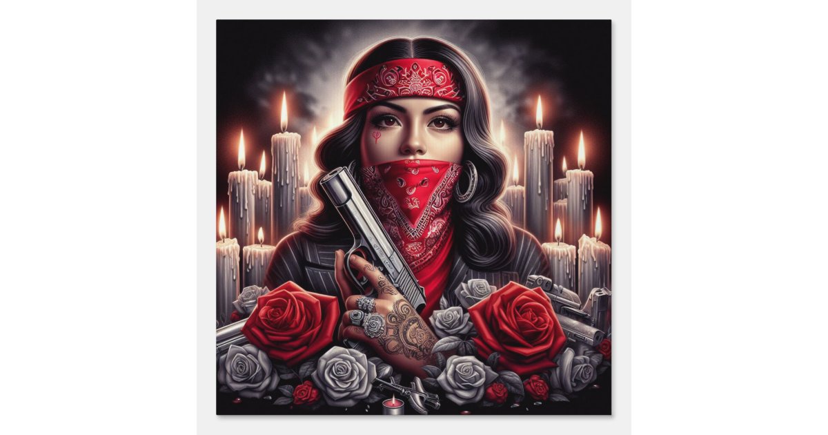 Gangster Girl Hip Hop chicano art Sign | Zazzle