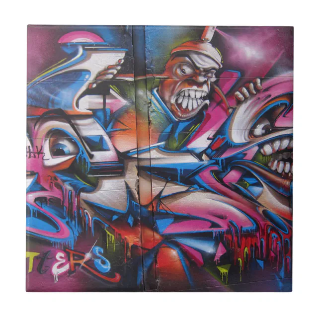 Gangster rapper urban graffiti street art tile | Zazzle