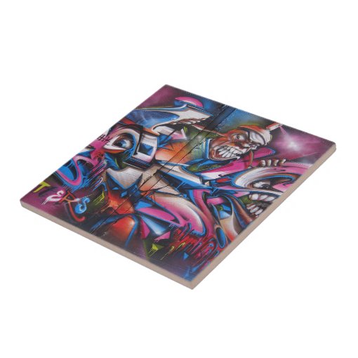Gangster rapper urban graffiti street art tile | Zazzle